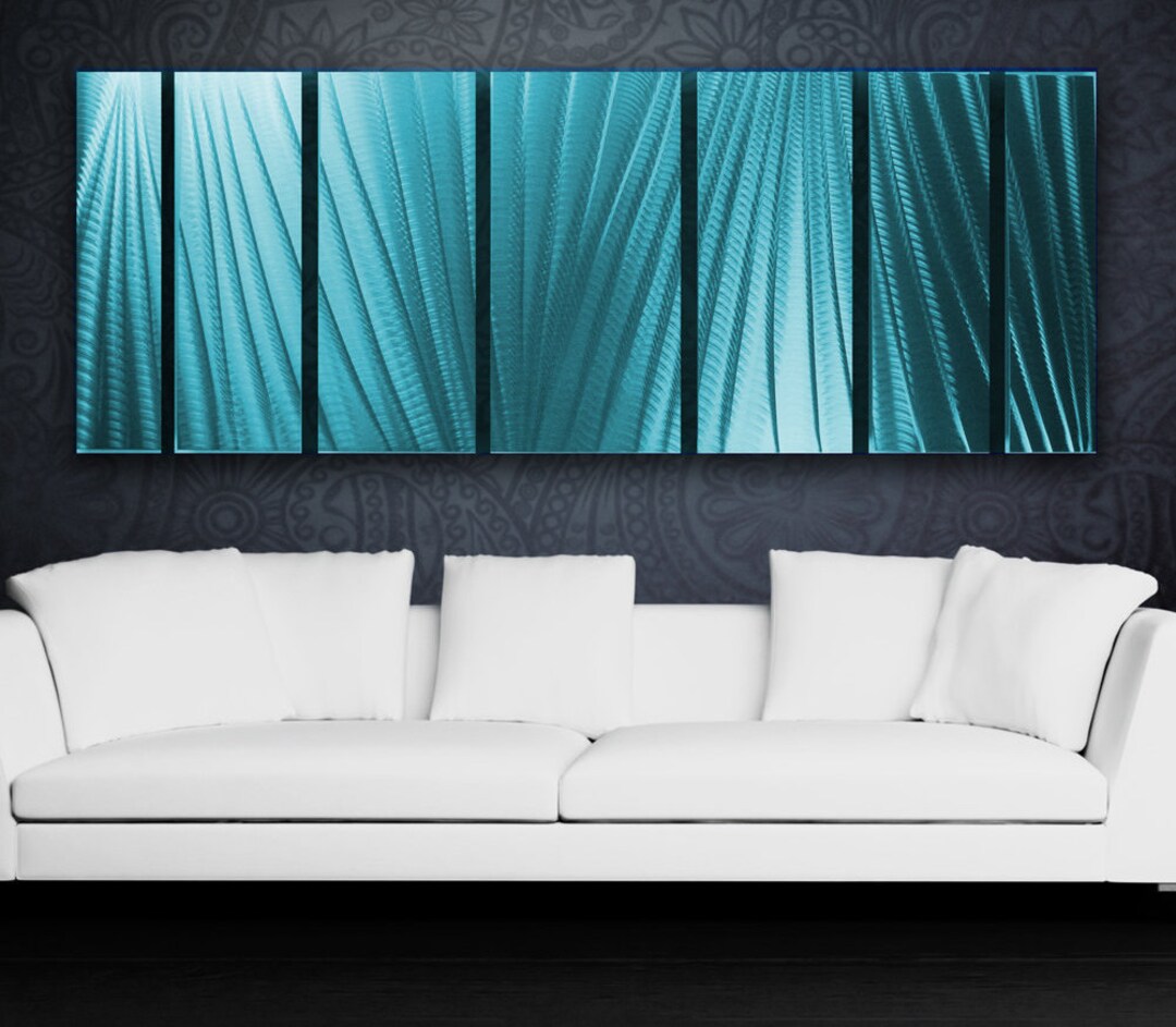 Abstract Wall Art Panels - Large Artwork - Turquoise, Ocean Blue, Green ...