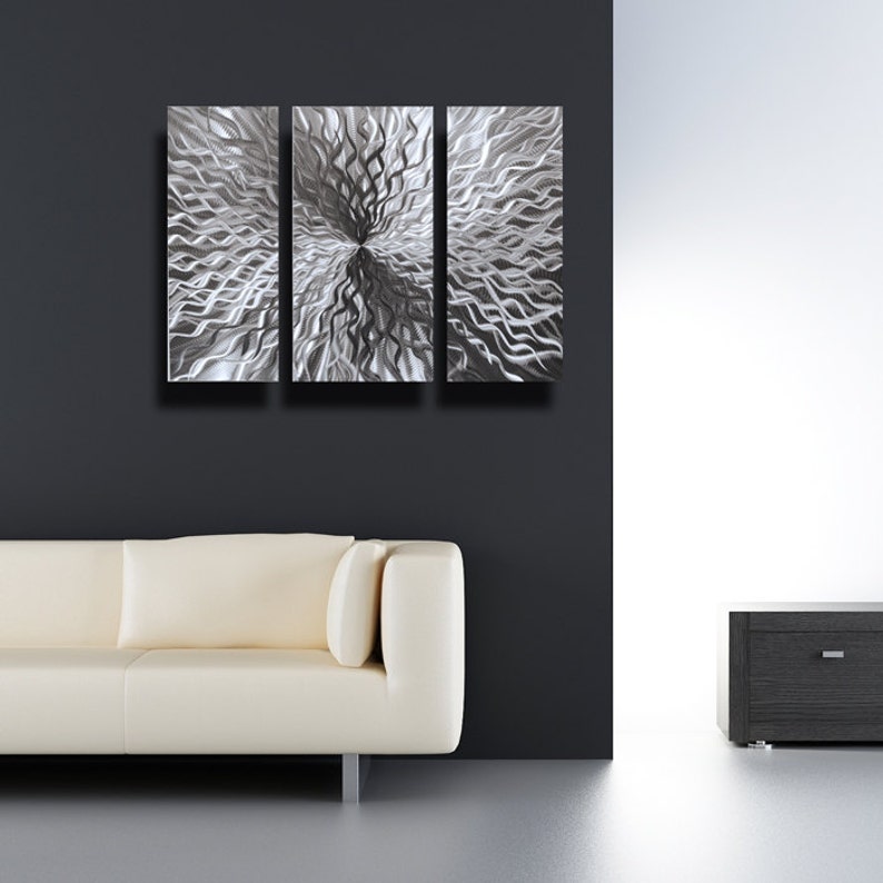 Silver Metal Wall Art Panels: Modern Abstract Aluminum Sculpture - Etsy