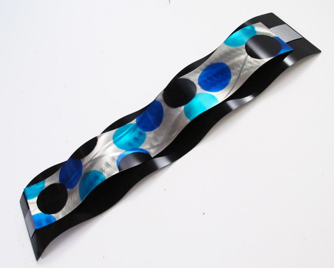 Blue Black Polka Dot Metal Wall Art Sculpture: Modern Aluminum Decor - Etsy