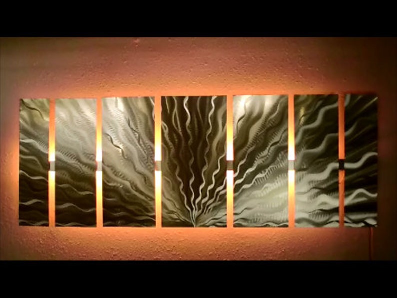 Modern Large Abstract Metal Wall Art Color Changing LED - Etsy