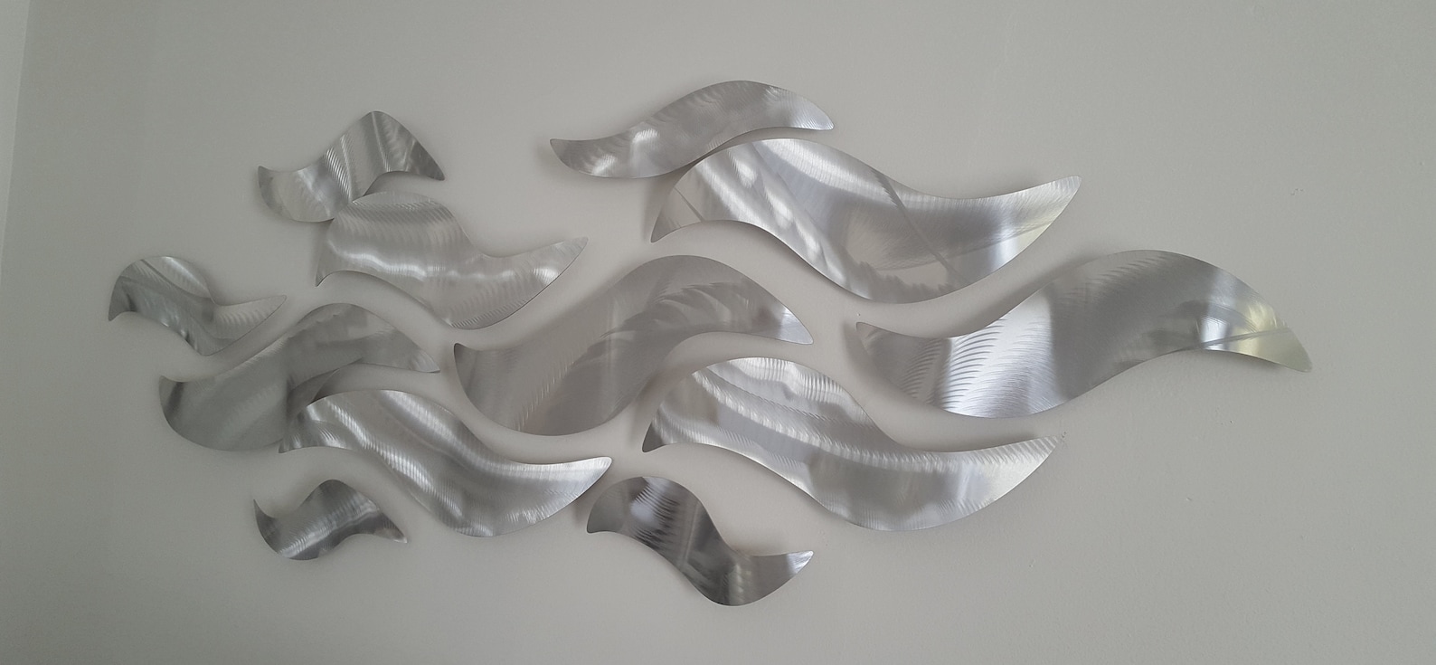 Large Metal Wall Sculpture Silver Wave Design Modern Art Decor - Etsy ...