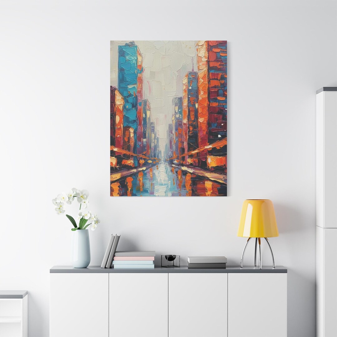 Urban Chromatics IV - Vibrant City Street Canvas Art | Modern Vertical ...