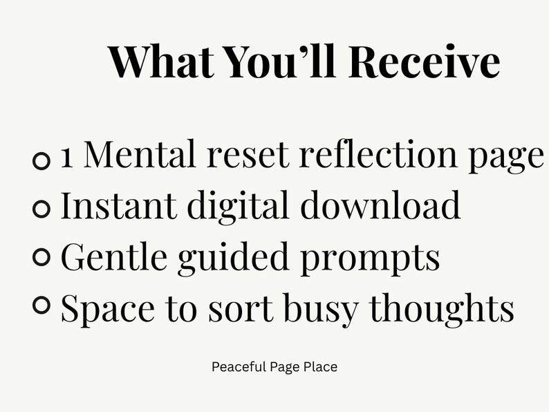 Mental Reset Printable | Calm Reflection Worksheet | Stress Relief ...