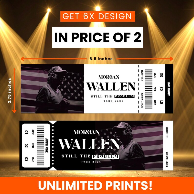 Morgan Wallen Editable Concert Ticket Template | Still the Problem Tour ...