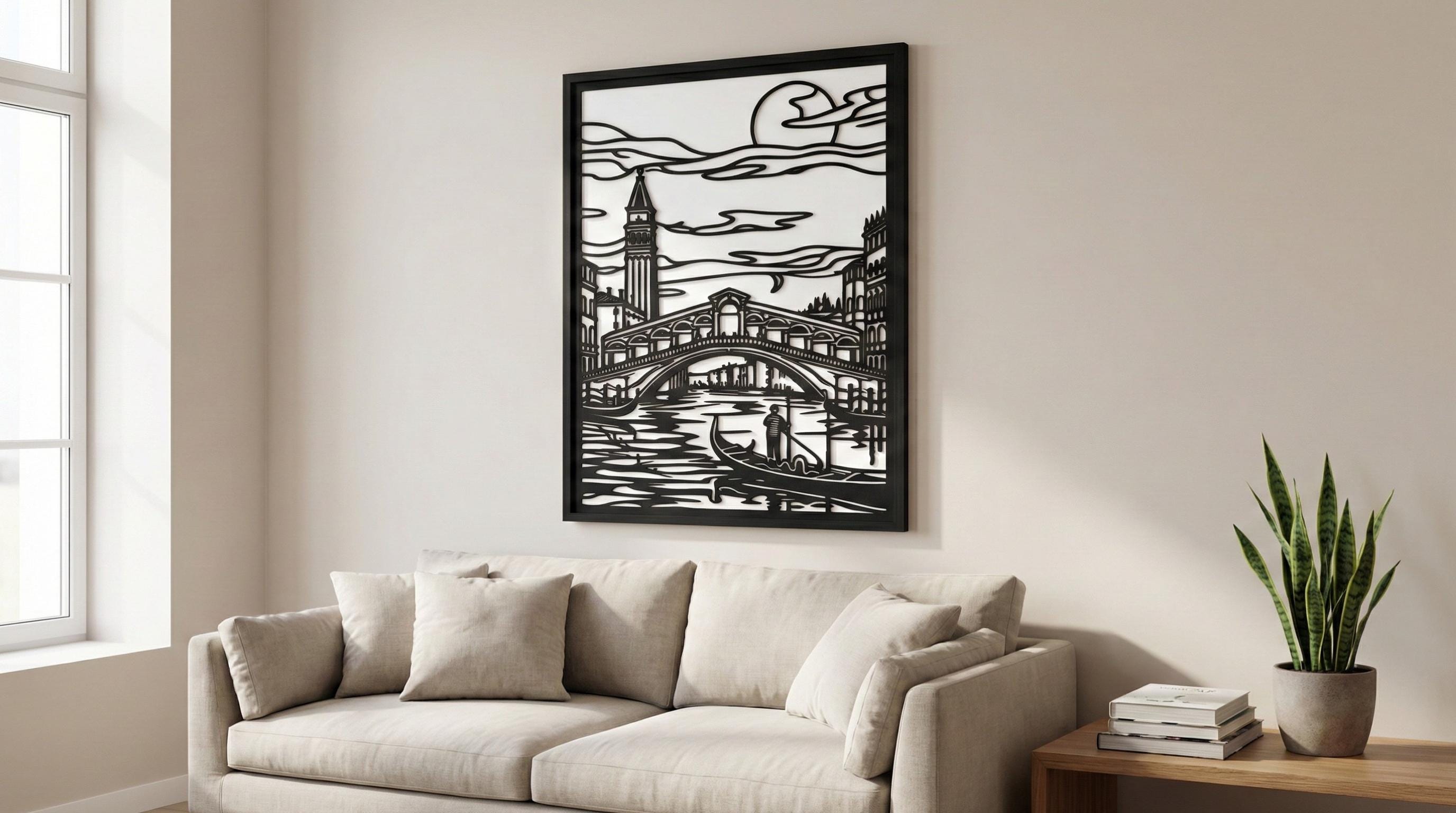 Laser Cut Landscapes Wall Art Decor – Rialto Bridge | Flow-line Art ...