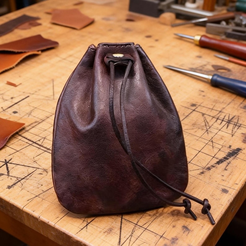 Cognac Drawstring Pouch, Multi-purpose Coin, Jewelry, Essential Oil Bag ...