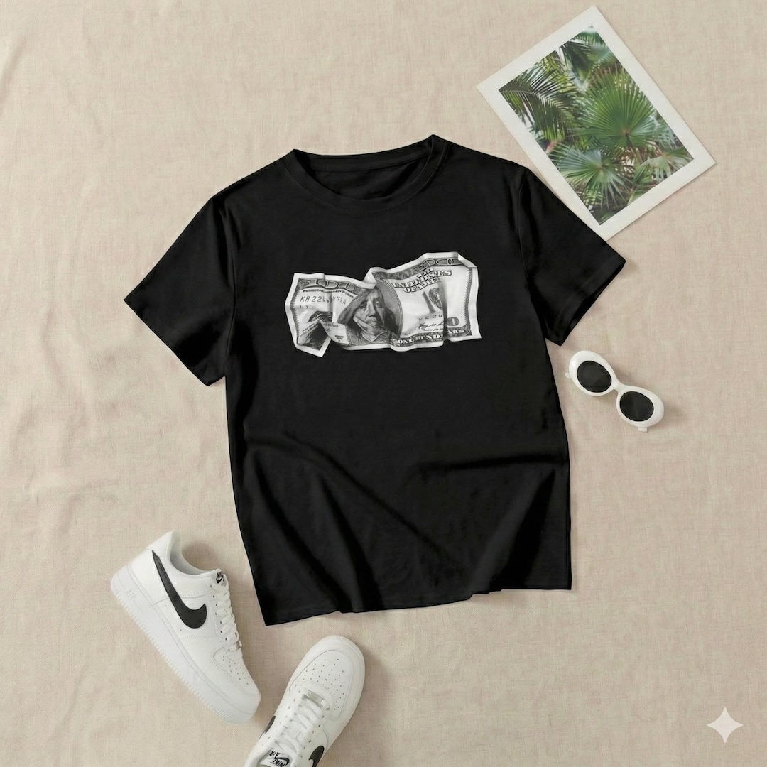 Crumpled 100 Dollar T-shirt | Urban Streetwear Money Graphic Tee ...