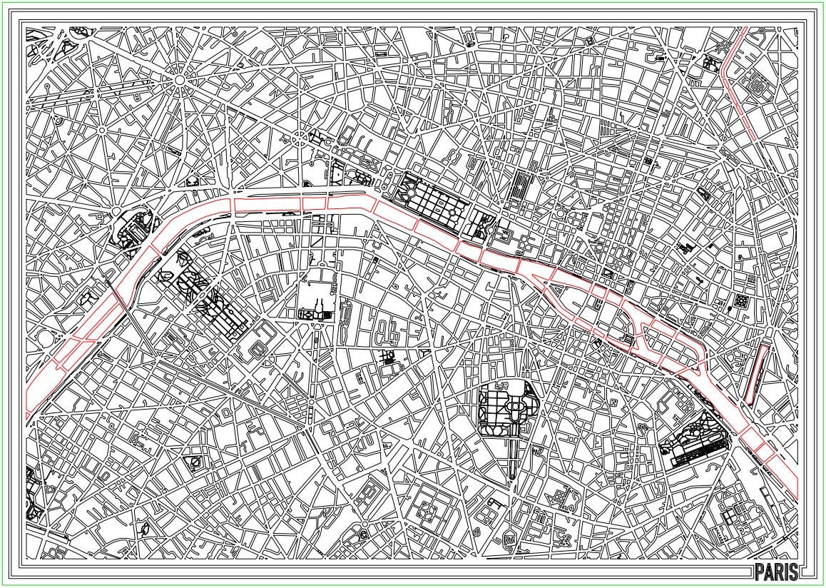 Paris City Map- Laser Cut Digital File - Etsy