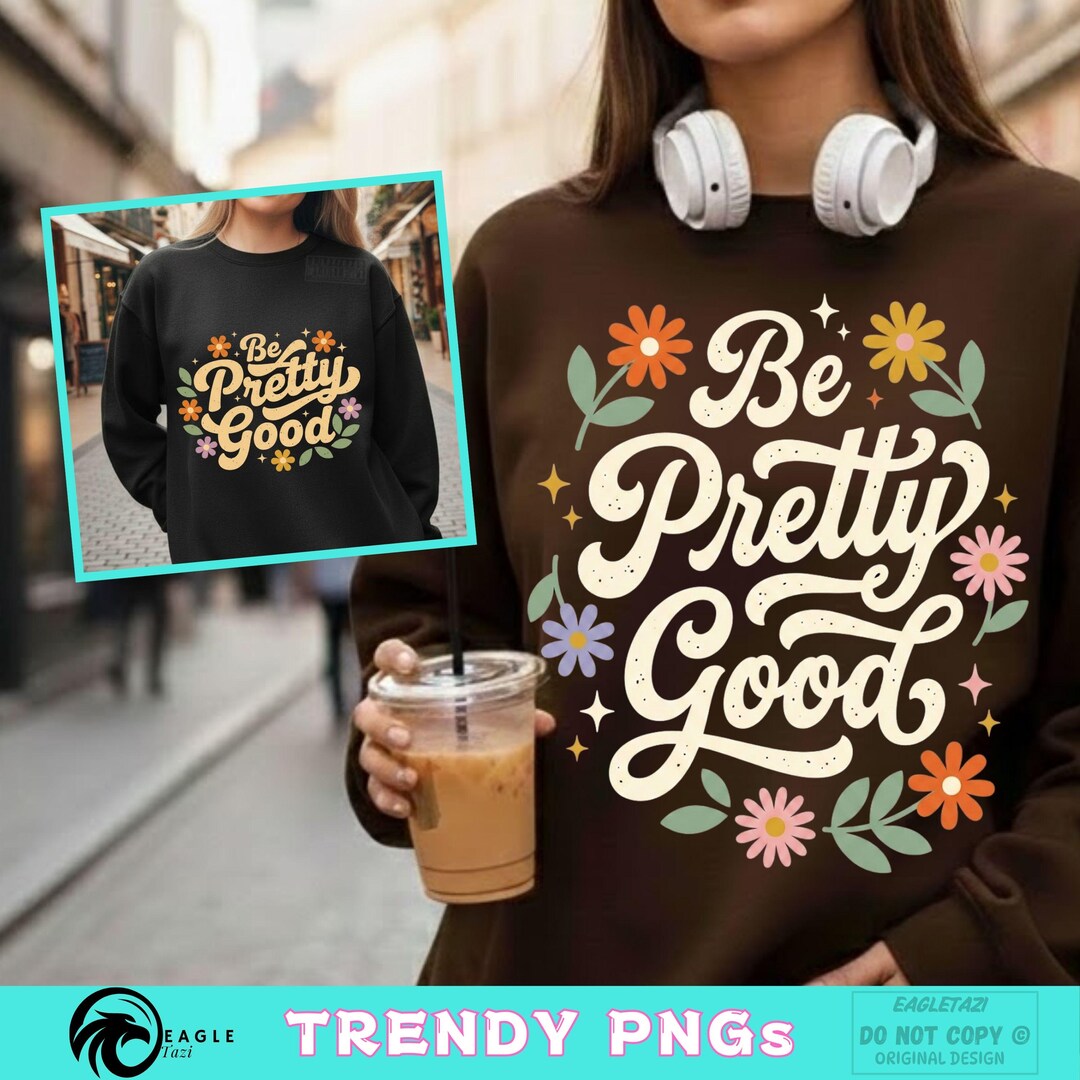 Be Pretty Good PNG, Retro Floral Positive Quote Design, Be Pretty Good ...