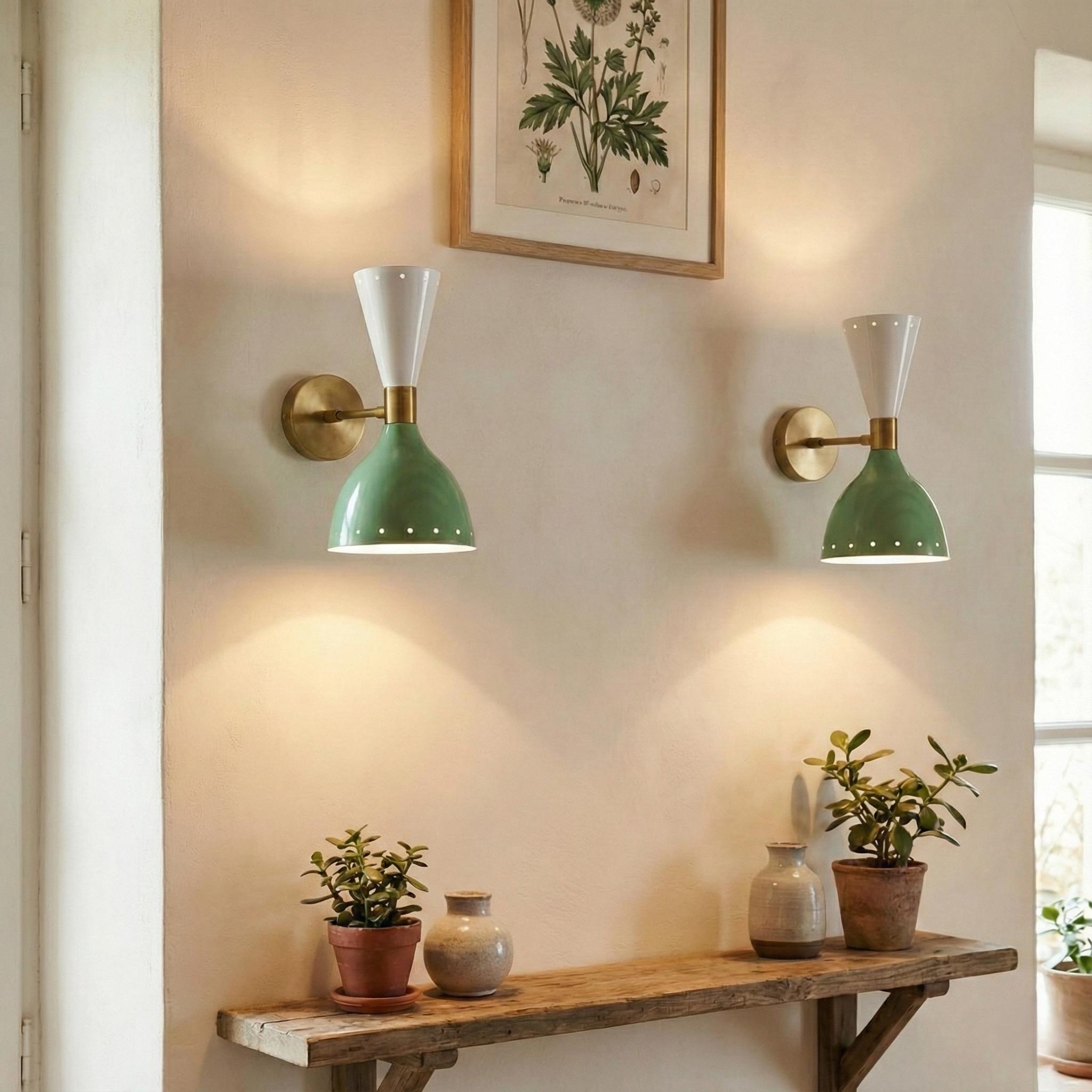 Mid Century Modern Diabolo Sconce, Mint Green & White Wall Light ...