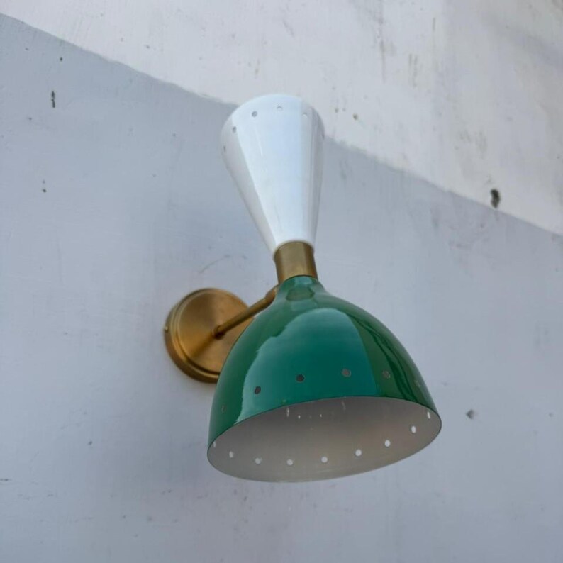 Mid Century Modern Diabolo Sconce, Mint Green & White Wall Light ...