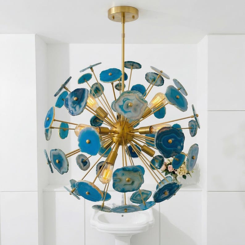 Agate Stone Sputnik Chandelier, Modern Crystal Chandelier, Stairway ...