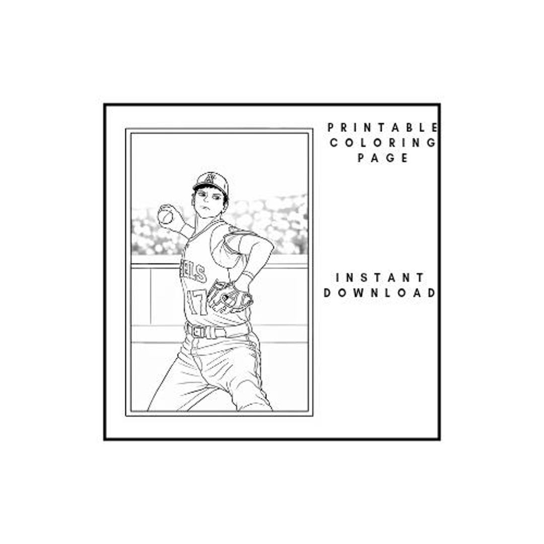 Baseball Pitcher Coloring Page Printable | Trading Card Style Sports ...