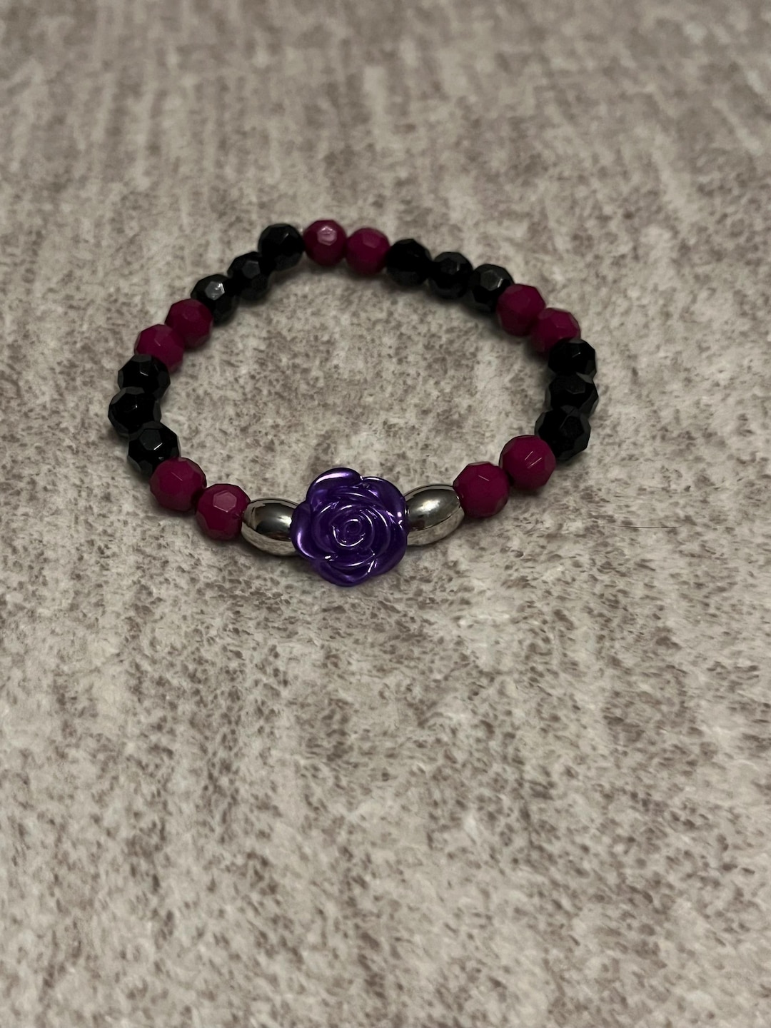 Ekele Bracelet Pomba Gira Purple Flower Purple and Black Beads - Etsy