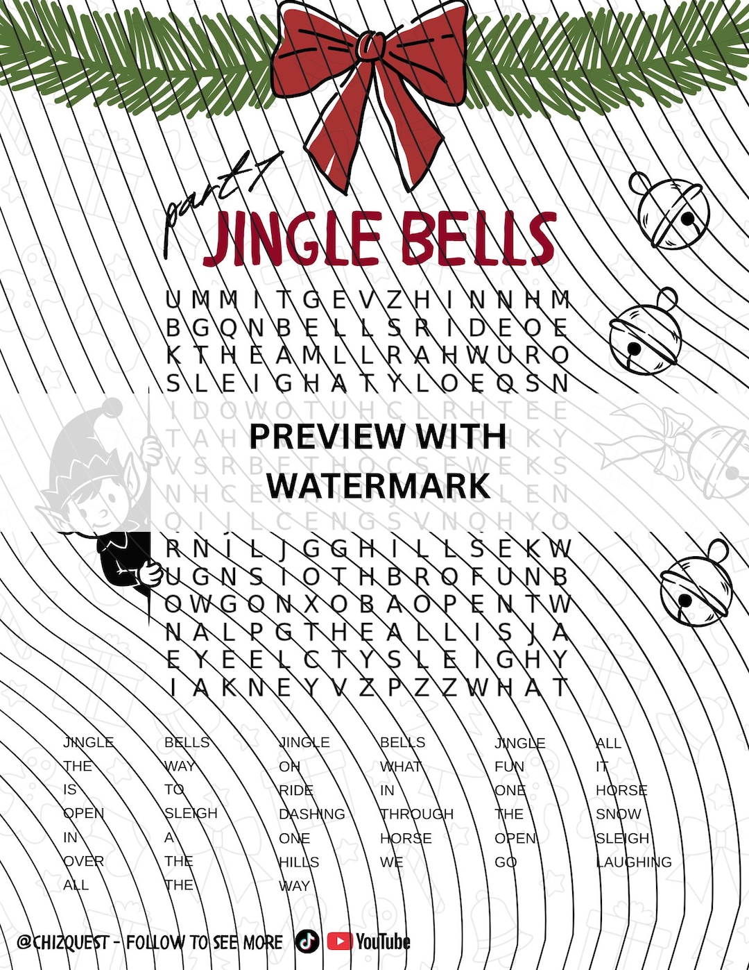 Jingle Bells Word | Christmas/holiday Word Search Puzzles (2 Pt ...