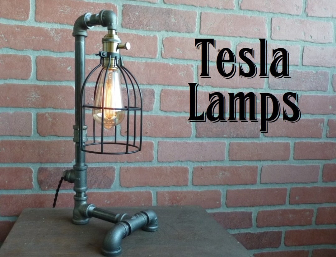 Iron Pipe Lamp With Solid Brass Dimmer Socket, Black Metal Cage ...