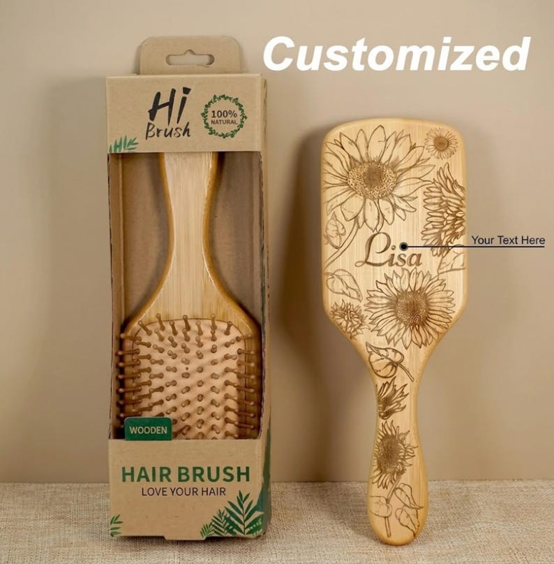 Personalized Bamboo Hair Brush, Custom Name Scalp Massage Comb Gift - Etsy