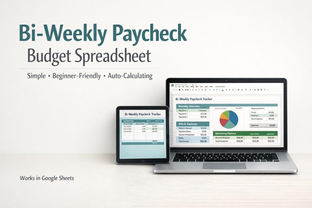 Bi-weekly Paycheck Budget Spreadsheet | Simple Monthly Budget for ...