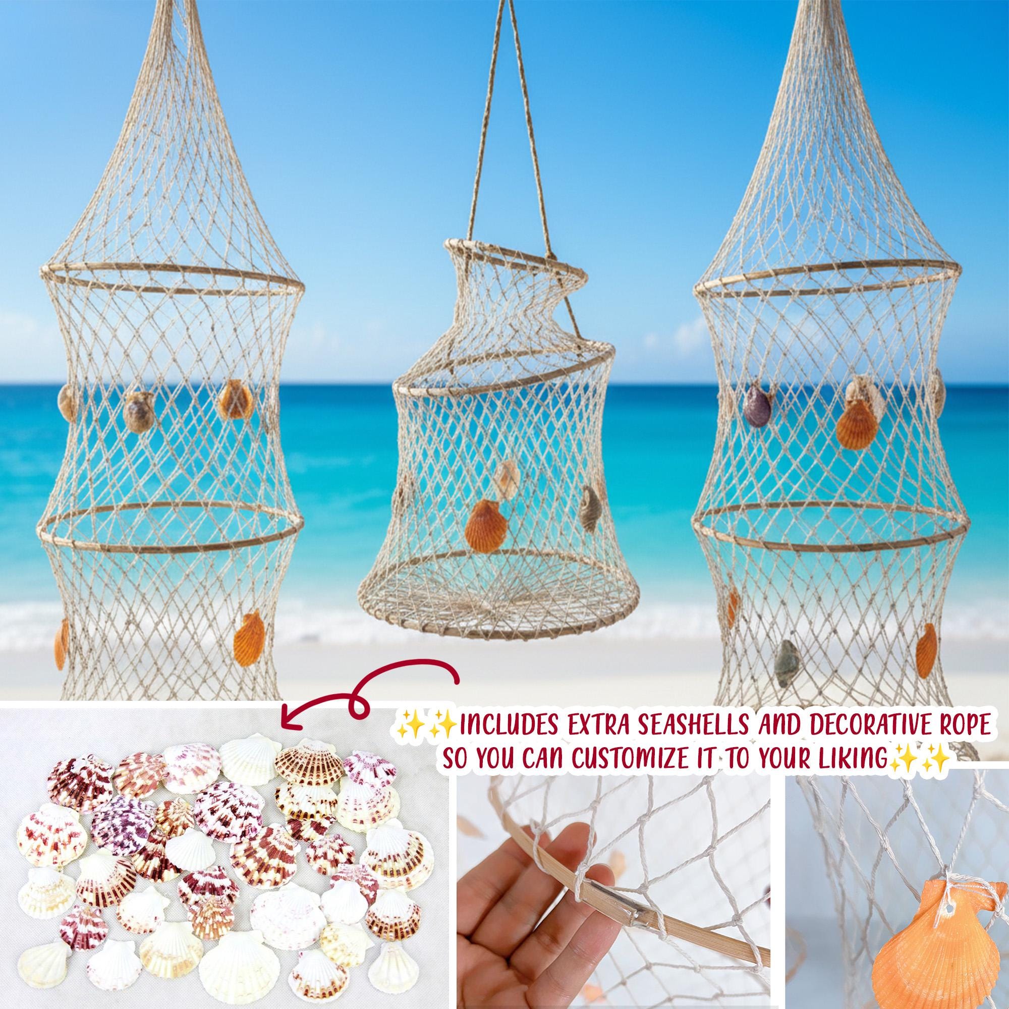 Coastal Hanging Fishing Net Wall Decor With Seashells - Etsy