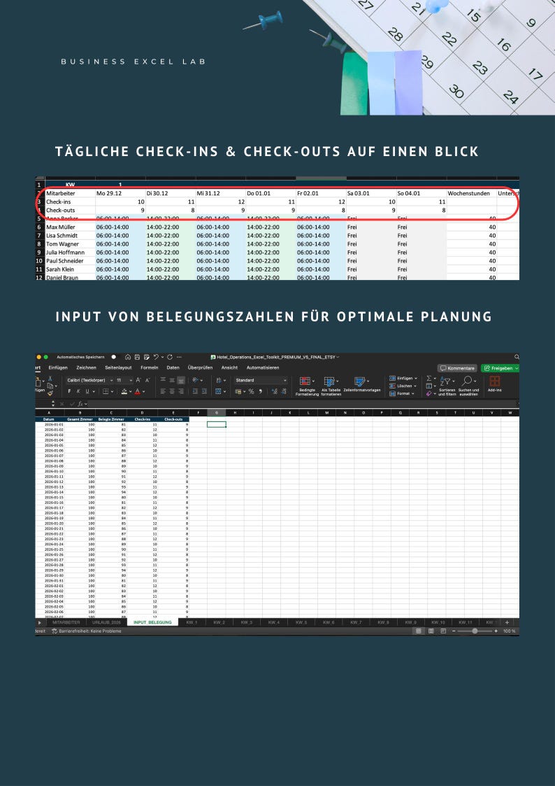 Hotel Staffing Schedule Excel – Premium Annual Planning With Check-ins ...