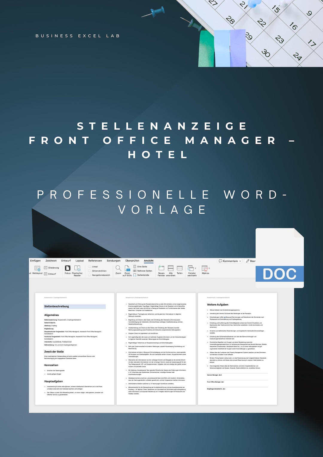 Job Advertisement for Front Office Manager at a Hotel | Professional HR ...