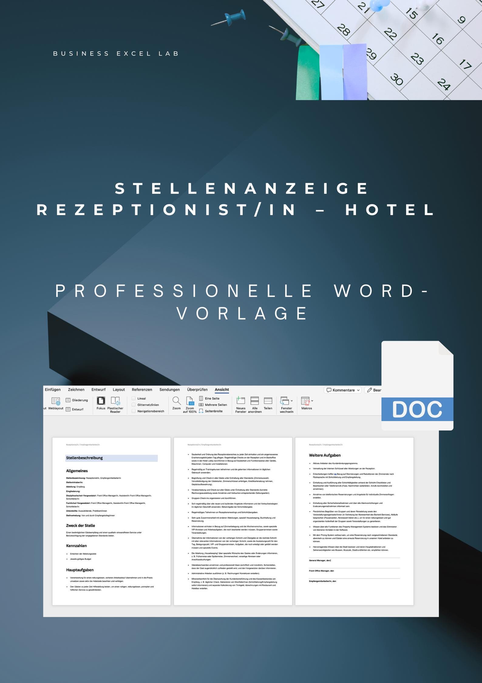 Hotel Receptionist Job Posting | Professional Job Template for Word ...