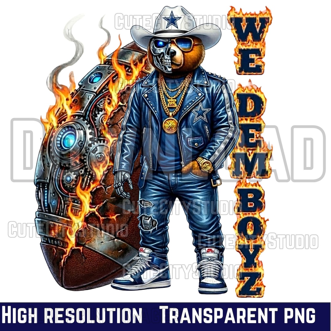 Cowboys Robot Bear PNG, Western Football Sublimation Design (digital ...