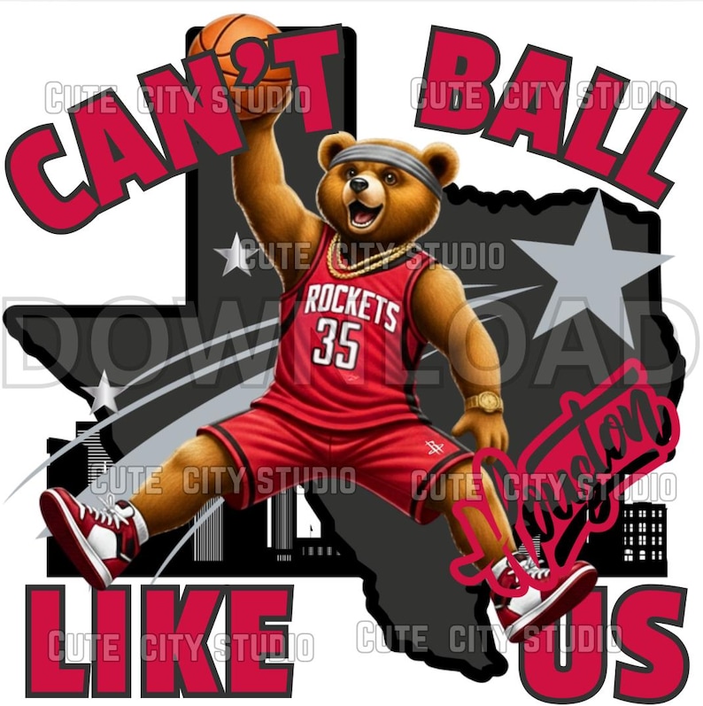 Houston Rockets Mascot Bear Basketball PNG, Shirt Design (digital ...