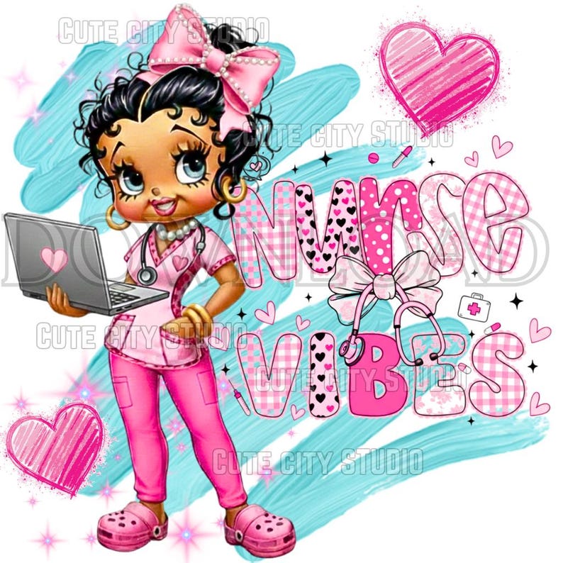 Pink Betty Boop Nurse PNG, Nurse Vibes Clipart, Sublimation Design ...