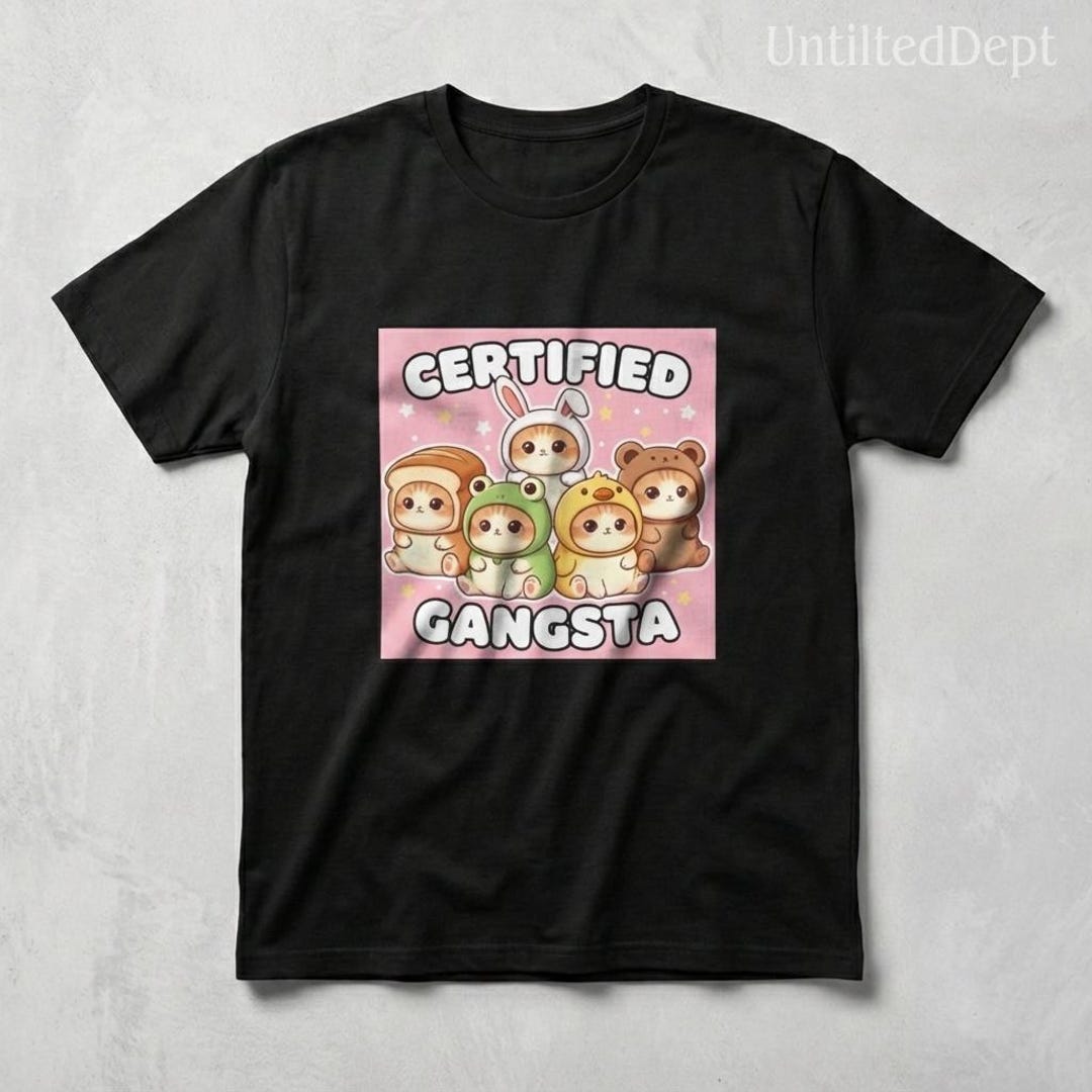 Certified Gangsta Cute Animals T-shirt | Kawaii Sloth Otter Bear Tee - Etsy