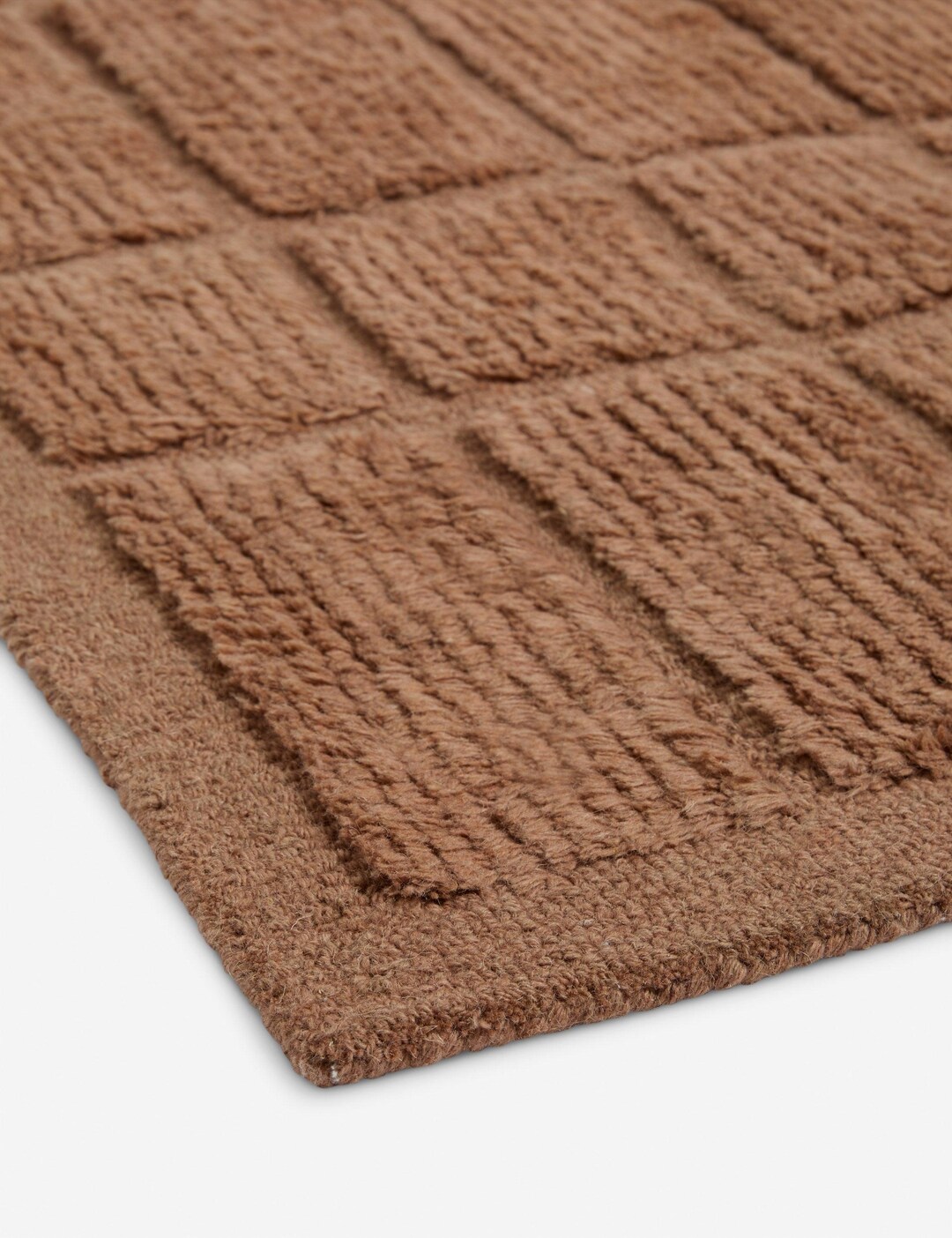 Modern Brown Textured Tufted Rug | Raised Blocks Wool Carpet ...