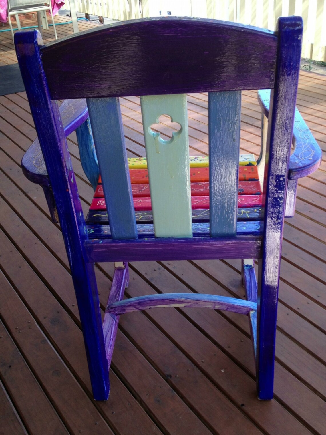 Rainbow Funky Vibrant Chair OOAK Uniquely Hand Painted Strong - Etsy ...