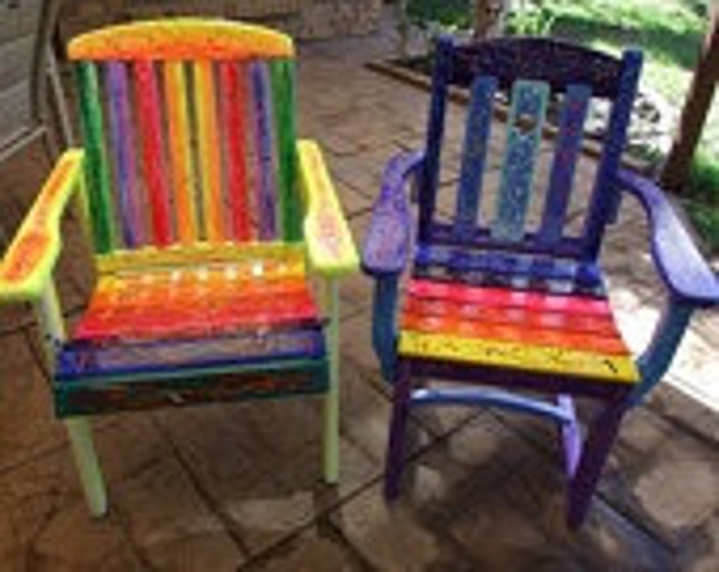 Rainbow Funky Vibrant Chair OOAK Uniquely Hand Painted Strong - Etsy ...