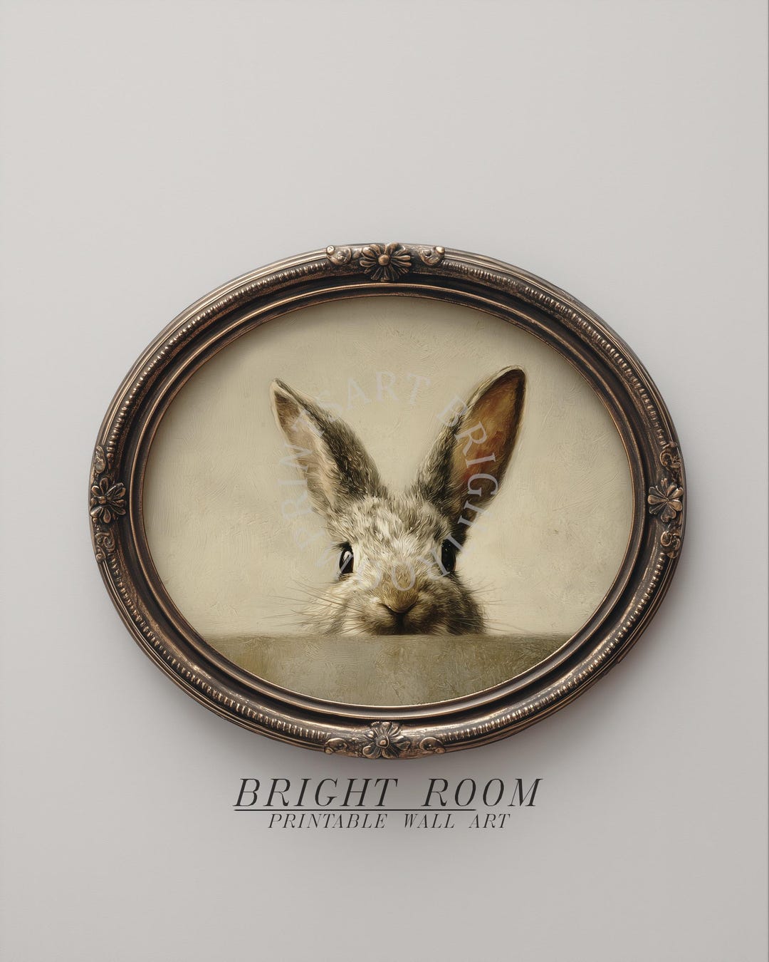 Rabbit Portrait Printable Art - Cute Farmhouse Decor, Cottagecore ...