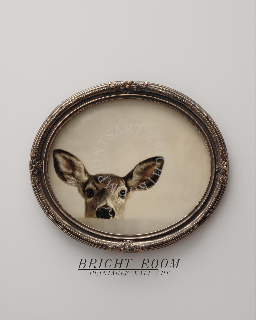 Rustic Deer Head Portrait in Neutral Tones, Farmhouse Wall Art ...