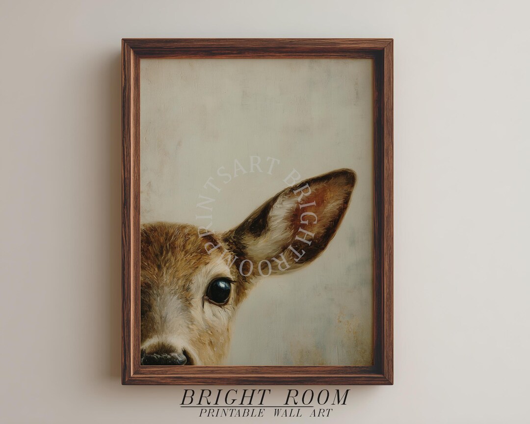 Rustic Fawn Portrait Printable Art - Vintage-inspired Deer Painting ...