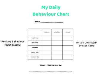 Weekly Behaviour Chart Printable for Kids | Gentle Parenting Behaviour ...