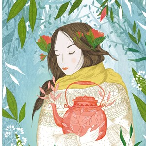 Tea Time Lady Home Decor Wall Décor Winter Print Living - Etsy