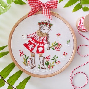 Snowy Girl Embroidery Kit, Winter Christmas Embroidery, Christmas Diy ...