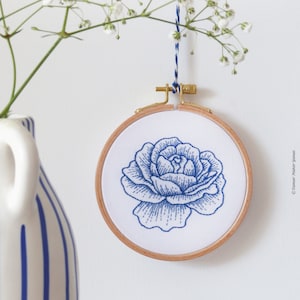The Blue Rose - Embroidery Kit, Christmas Gift Idea, Thank You Mom ...