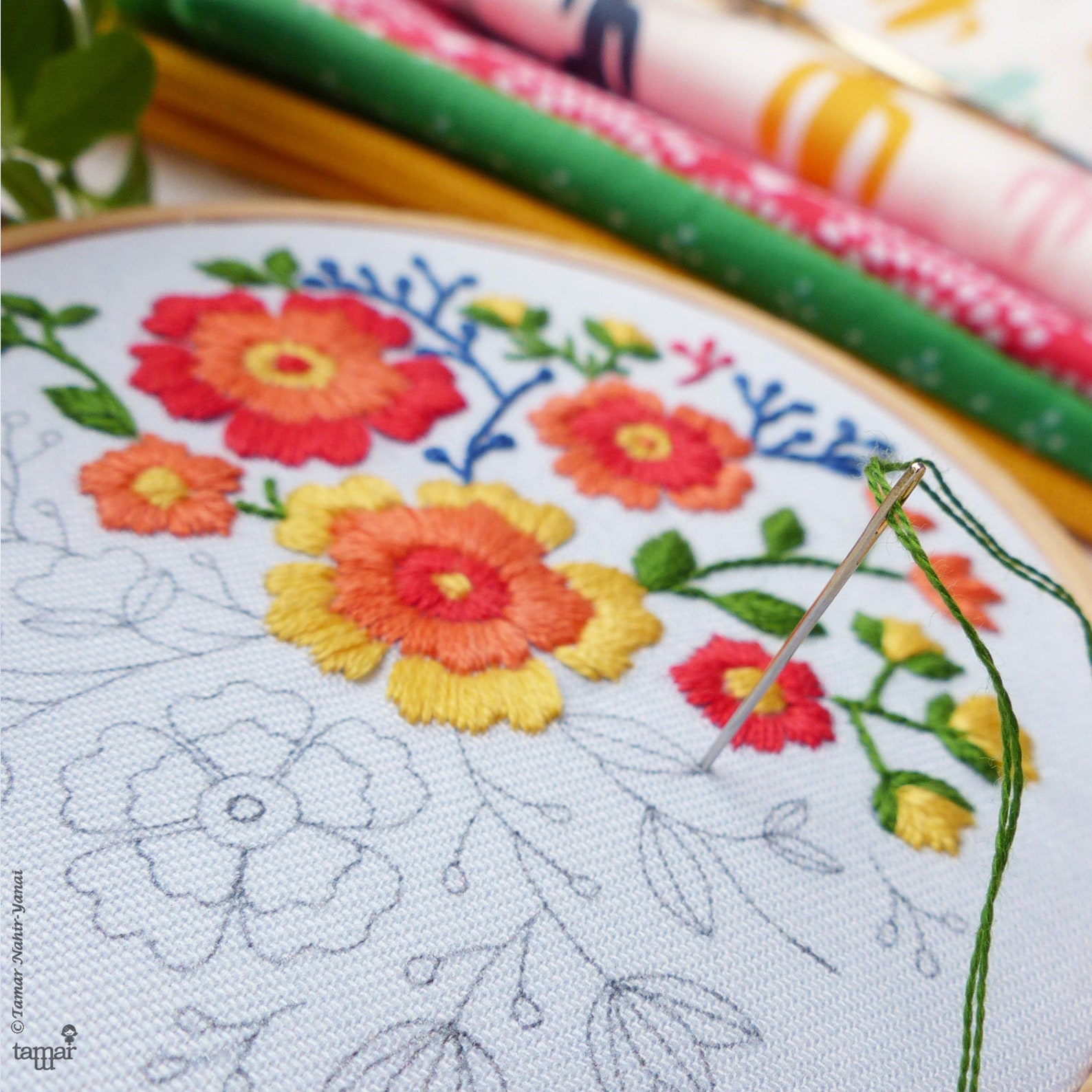 Colorful Flowers Hand Embroidery Kit Embroidery Pattern | Etsy