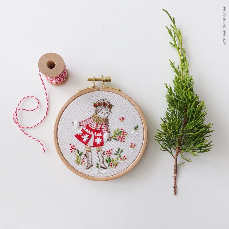 Snowy Girl - Embroidery Kit, Winter Christmas Embroidery, Christmas Diy ...