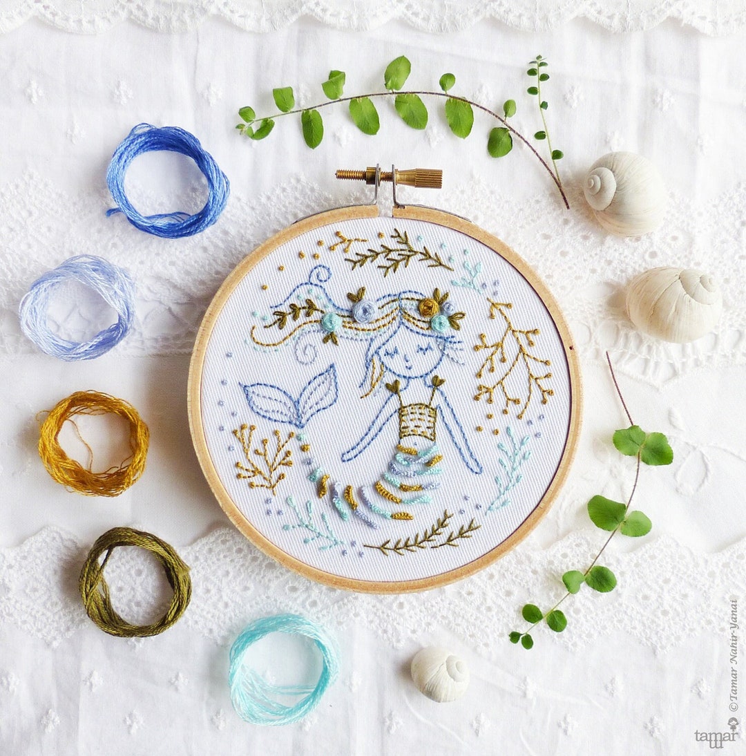 Mermaid Dreams - Craftily Creative, Mermaid Embroidery Kit, Gift Idea, Embroidery Hoop Art, Diy ...