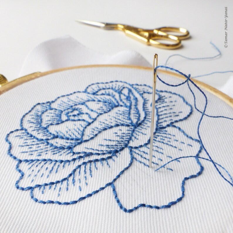 The Blue Rose - Embroidery Kit, Christmas Gift Idea, Thank You Mom ...