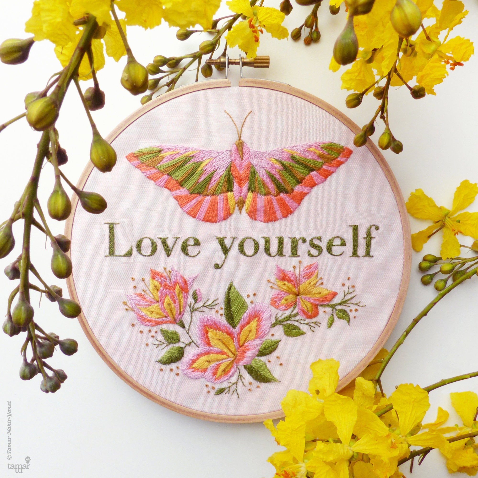 Love Yourself Hand Embroidery Kit - Inspirational Gift, Butterfly ...