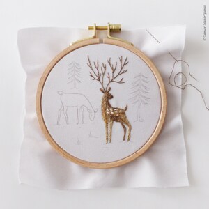 Snowy Deer - Embroidery Kit, Winter Christmas Embroidery, Christmas Diy ...