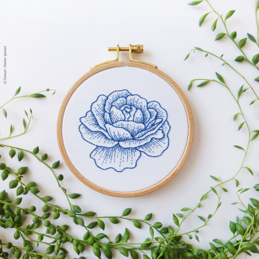 The Blue Rose - Embroidery Kit, Christmas Gift Idea, Thank You Mom ...