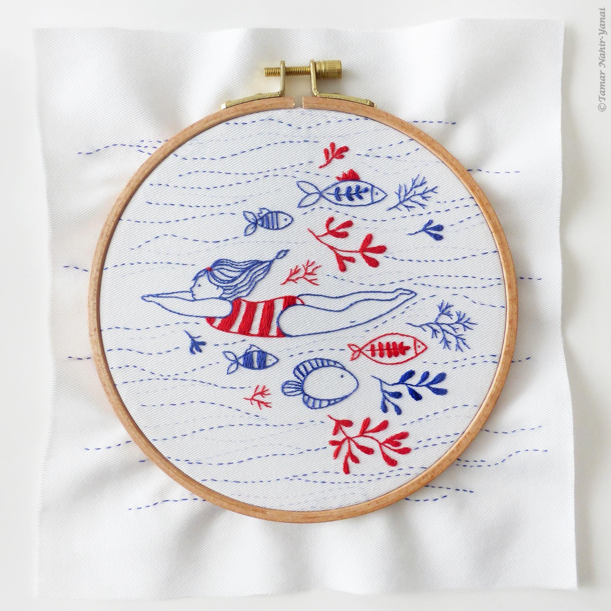 Little Swimmer - Embroidery Art Kit, Creative Diy, Swimming Embroidery ...
