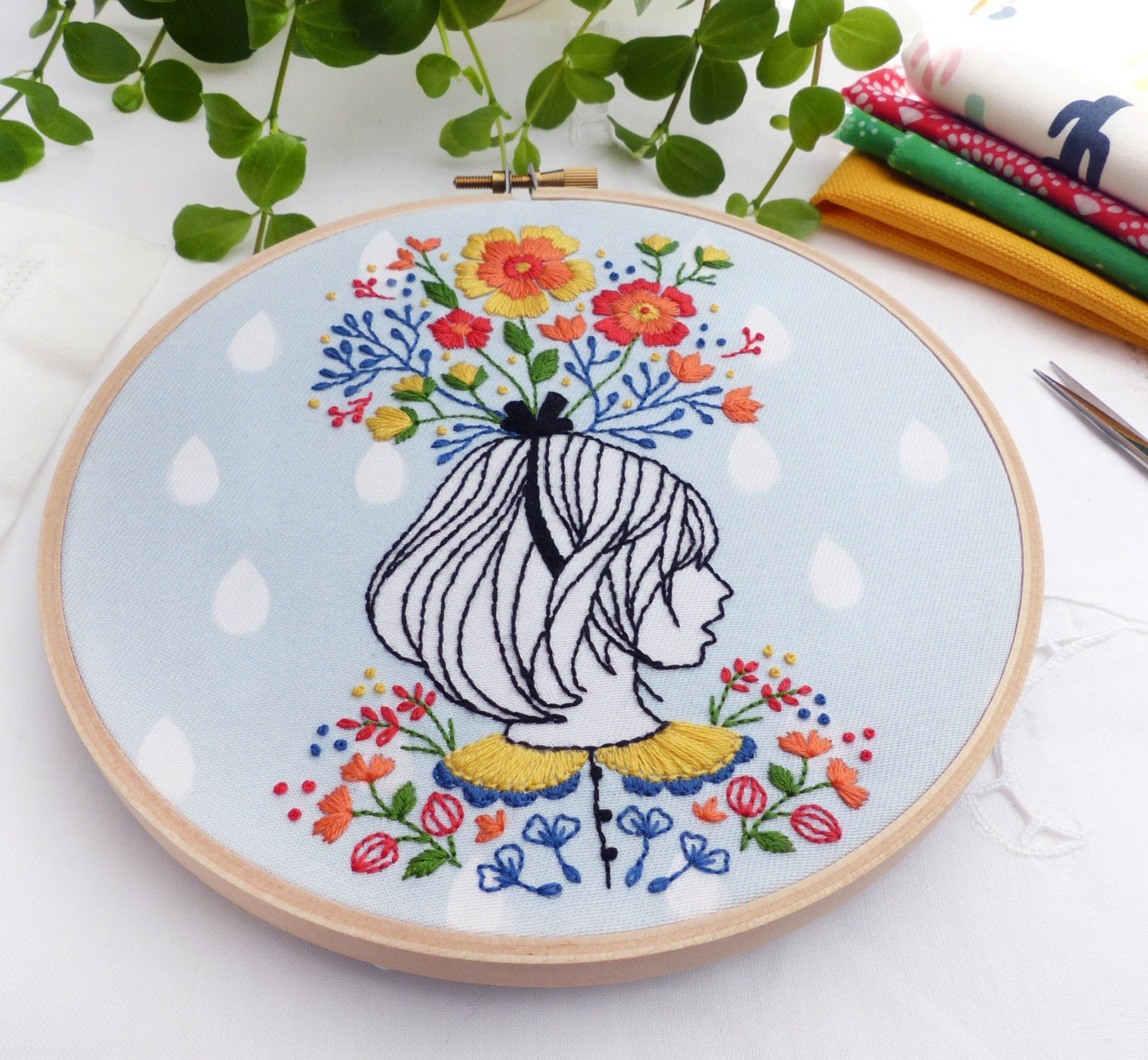 Floral Lady Embroidery Kit DIY Hand Embroidery Embroidery - Etsy