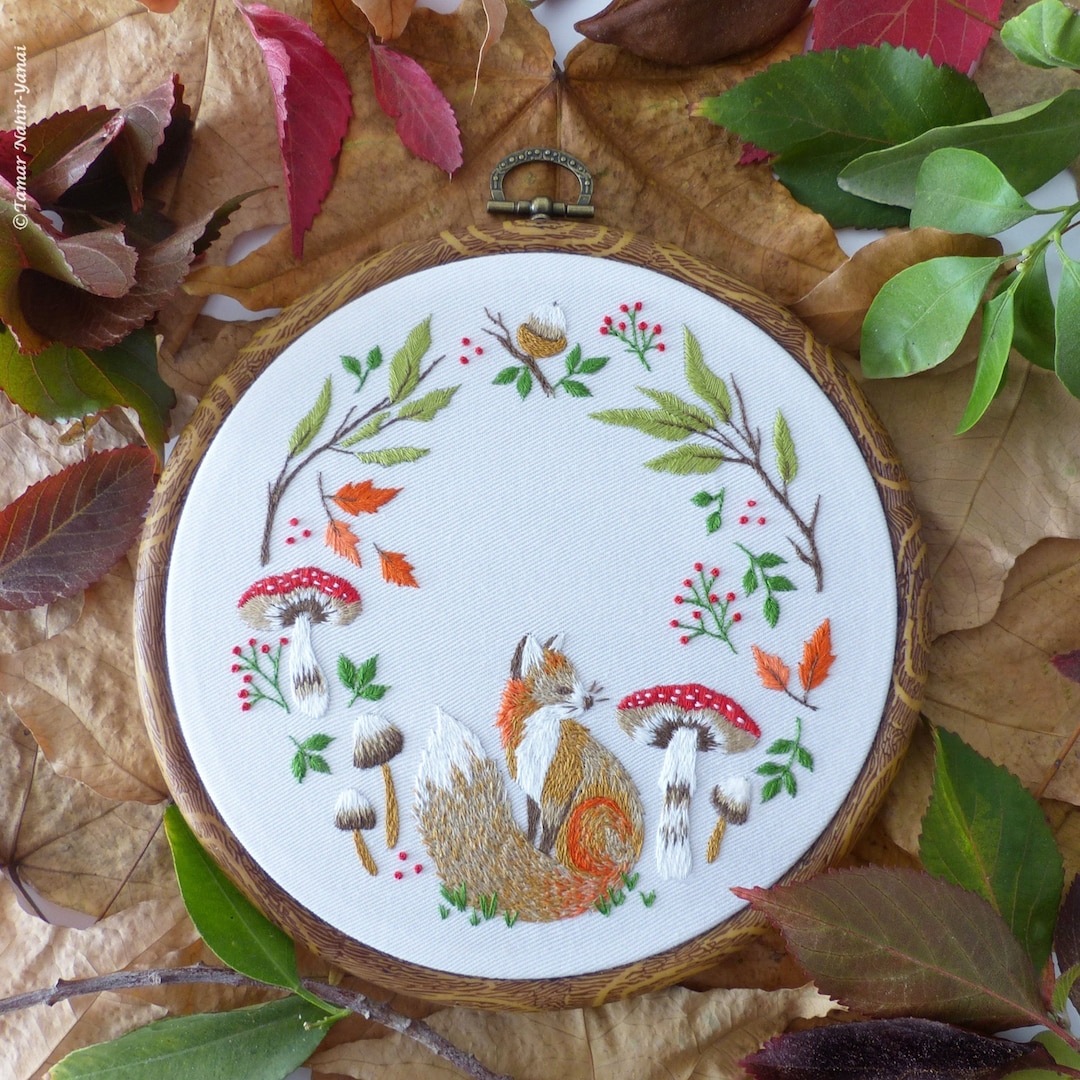 Autumn Fox - Diy Kit, Embroidery Kit, Autumn Embroidery, Botanical ...